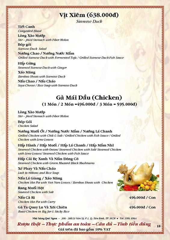 Thực đơn A La Carte - Món ngon Alacarte - Nhà hàng Quá Ngon