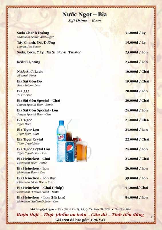 Thực đơn A La Carte - Món ngon Alacarte - Nhà hàng Quá Ngon